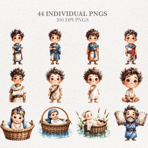 Moses Clipart, Instant Download, Bible Story Graphics, Religious Art ...