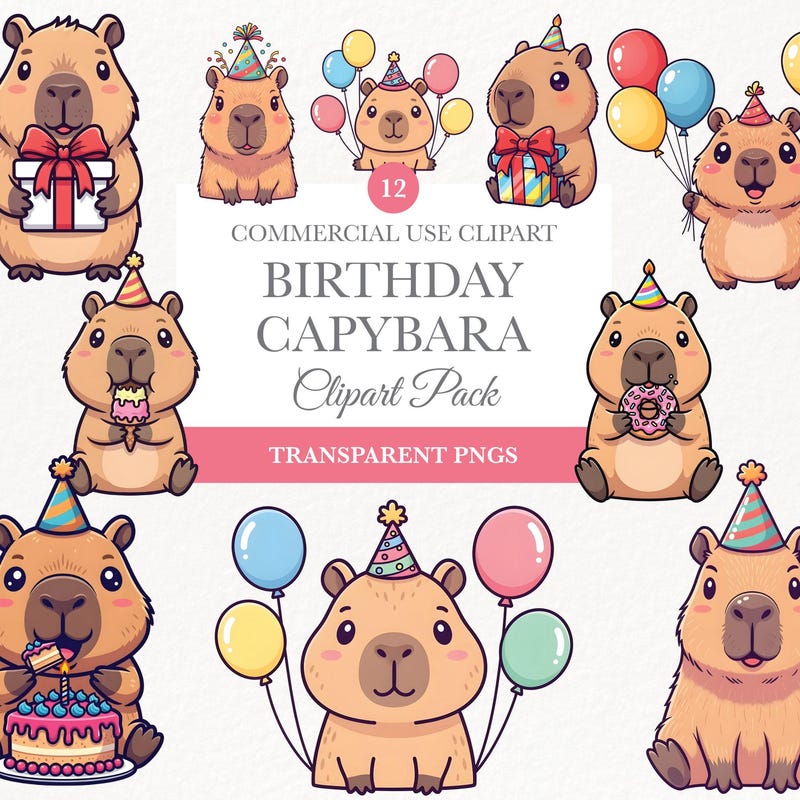 Cute Capybara Clip Art Png - Etsy