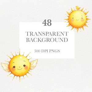 Watercolor Cute Sun Clipart, Digital Download, Nursery Art, Summer ...