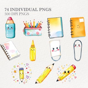 Cute School Supply Clipart, Back to School, Digital Download, Scrapbook ...