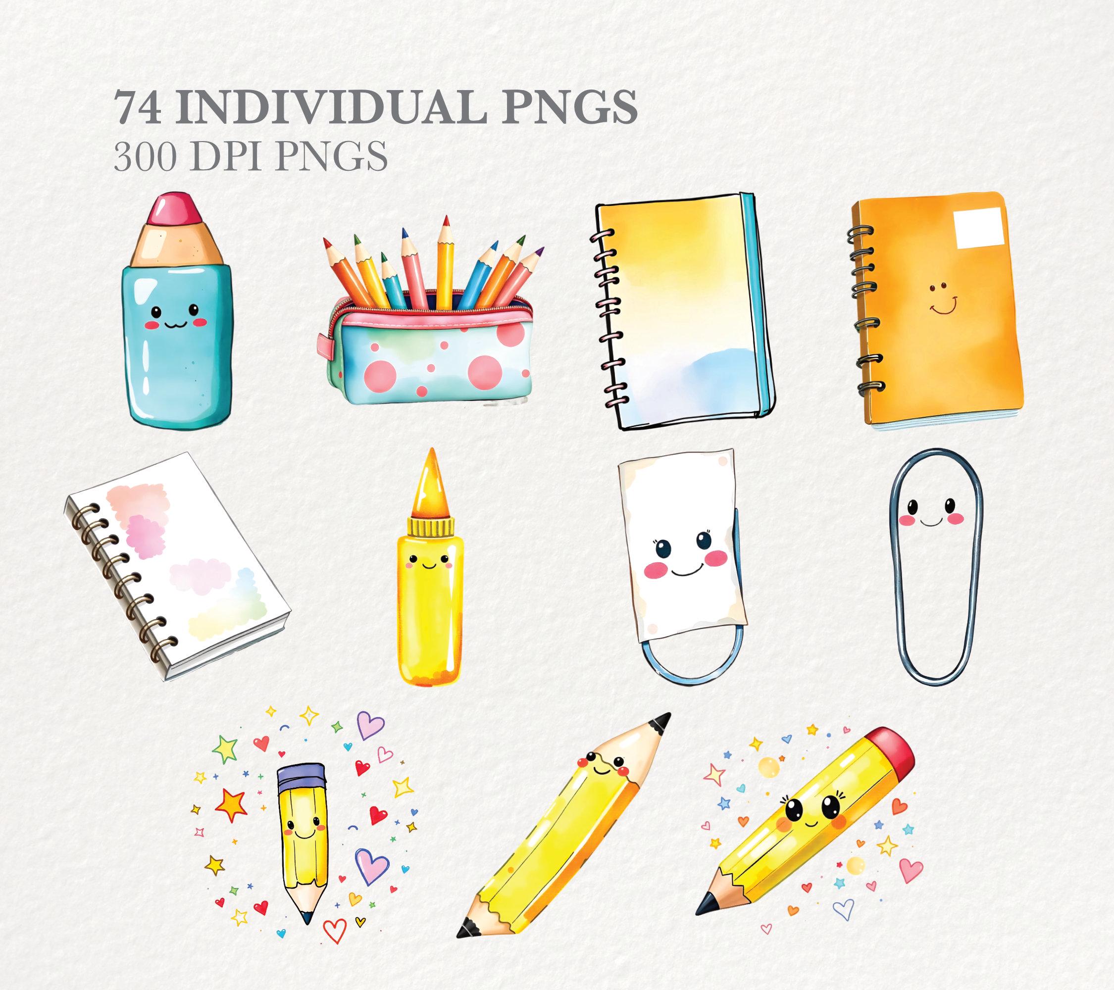 Cute School Supply Clipart, Back to School, Digital Download, Scrapbook ...