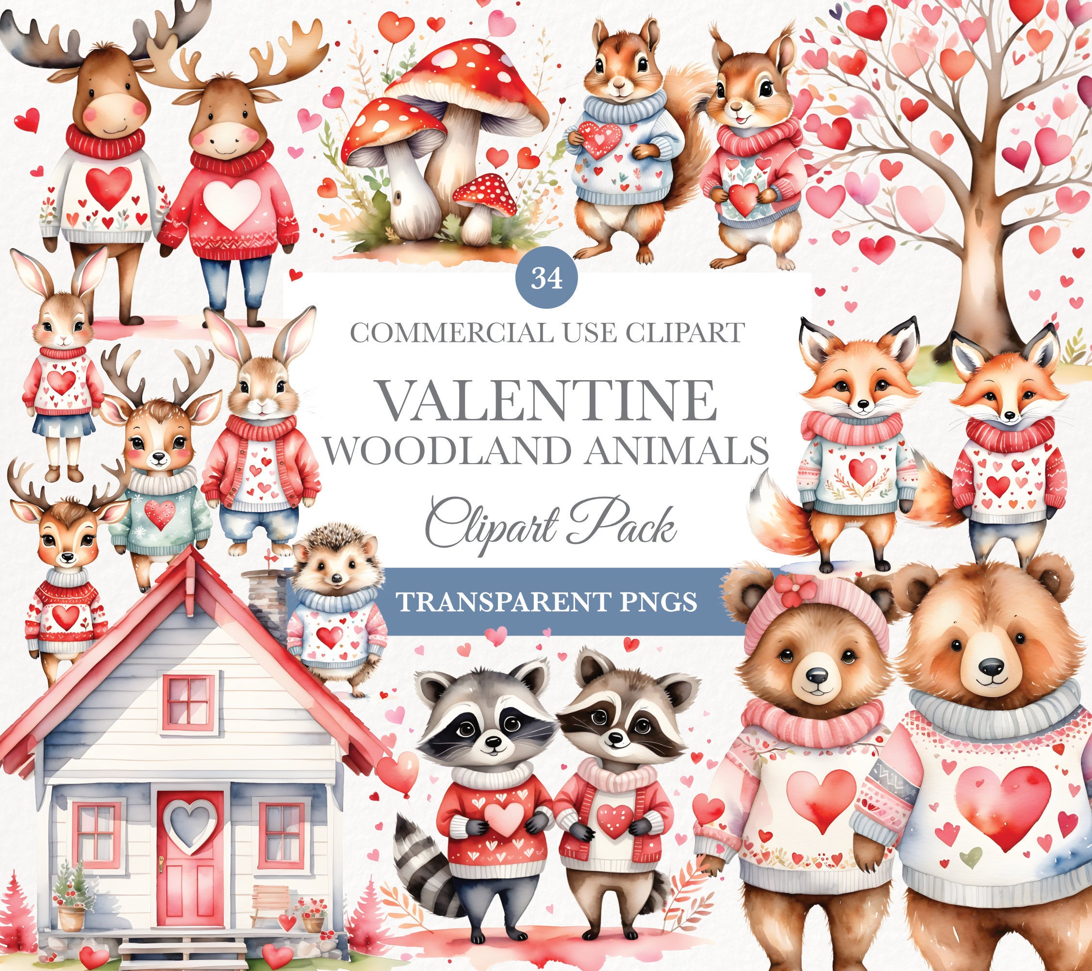 Woodland Animals Valentines Clipart, First Birthday Décor, Animal ...