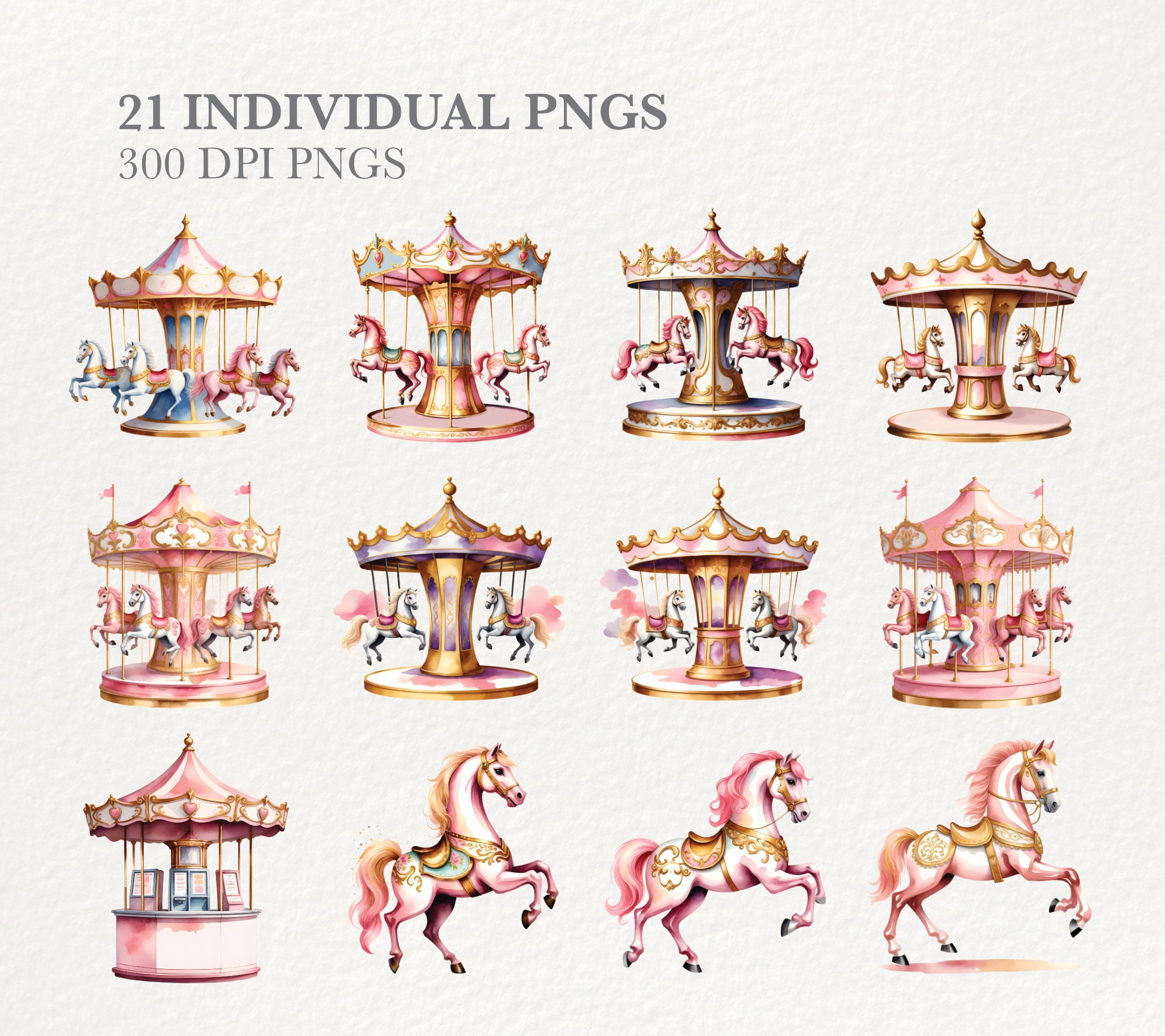 Carousel Horse, Carousel Pony, Carousel Png, Watercolor Carousel ...