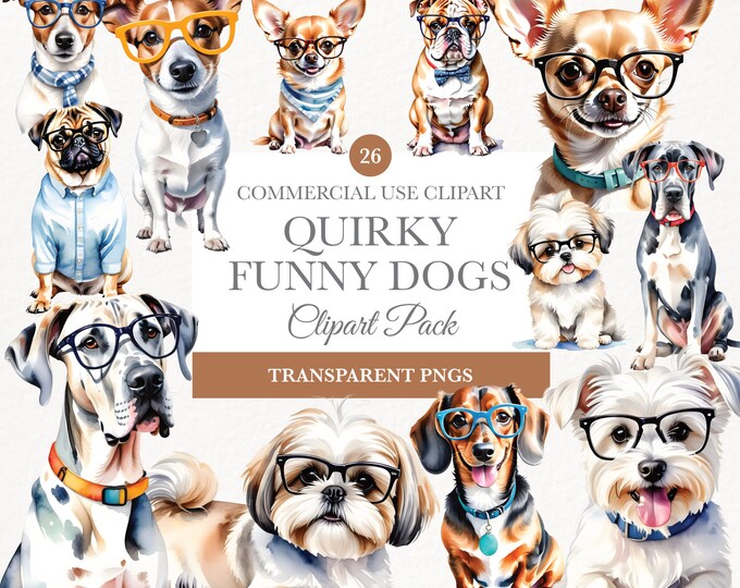 Funny Dog Clipart Bundle, 50 PNG Cute and Funny Dog, Cute Animals ...