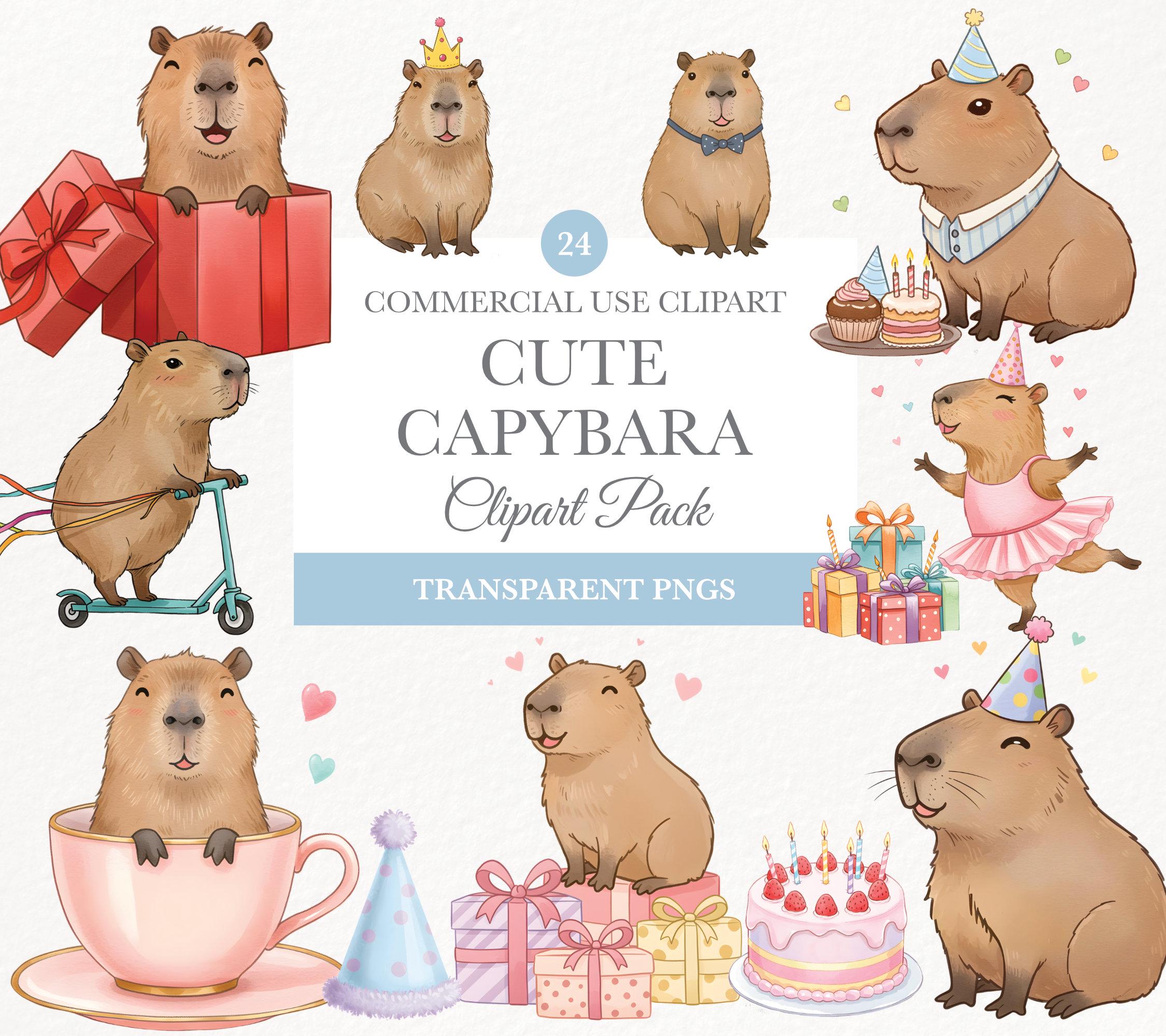 Cliparts Capibara PNG, Cute Kawaii Capybara Clipart, Digital Download ...