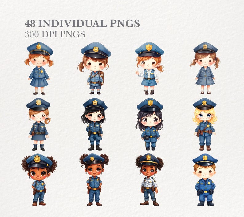 Watercolor Cute Police Clipart for Kids, Police Vehicles, Watercolor ...