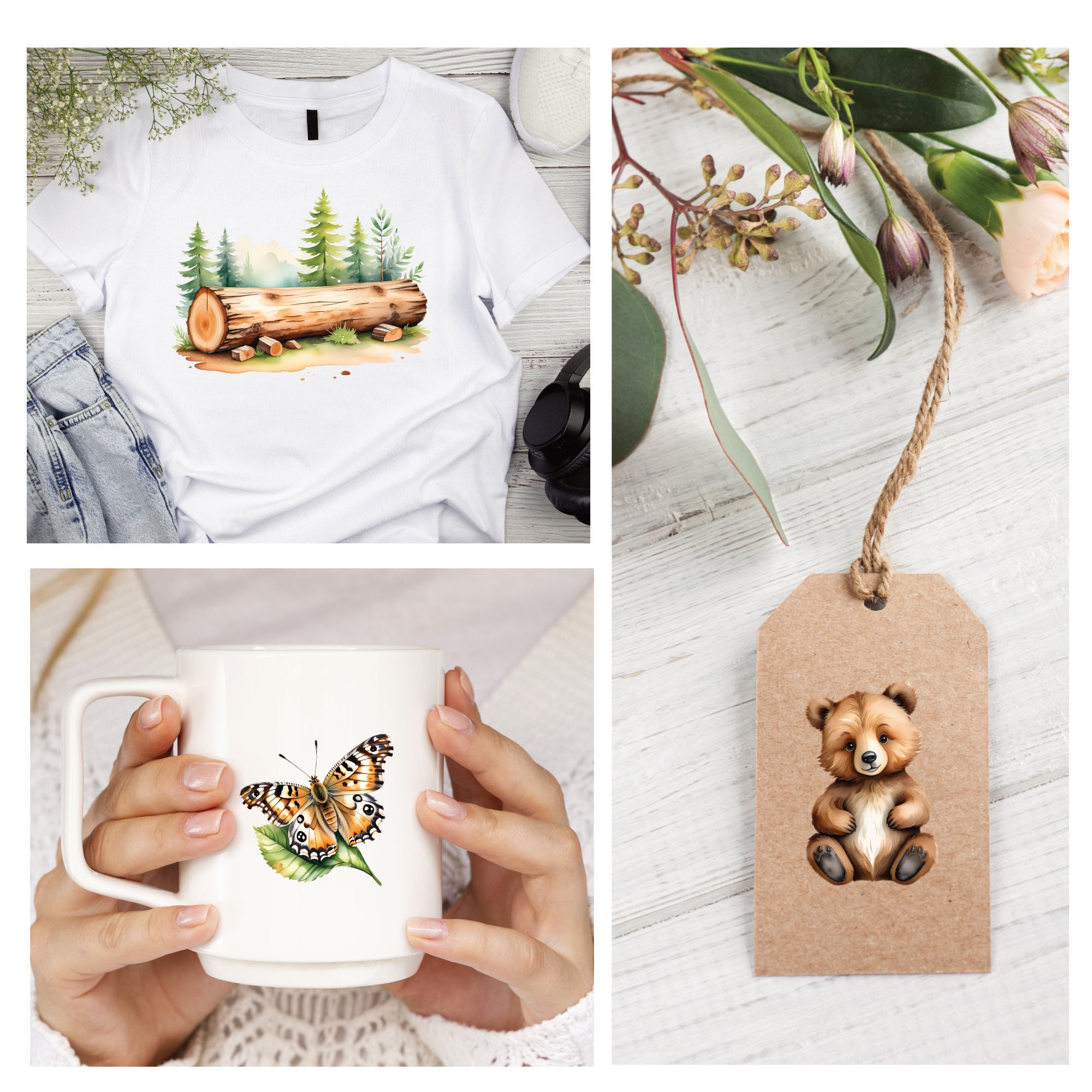 Woodland Animals Clipart Bundle, Sublimation Png, Forest Animal Clip ...