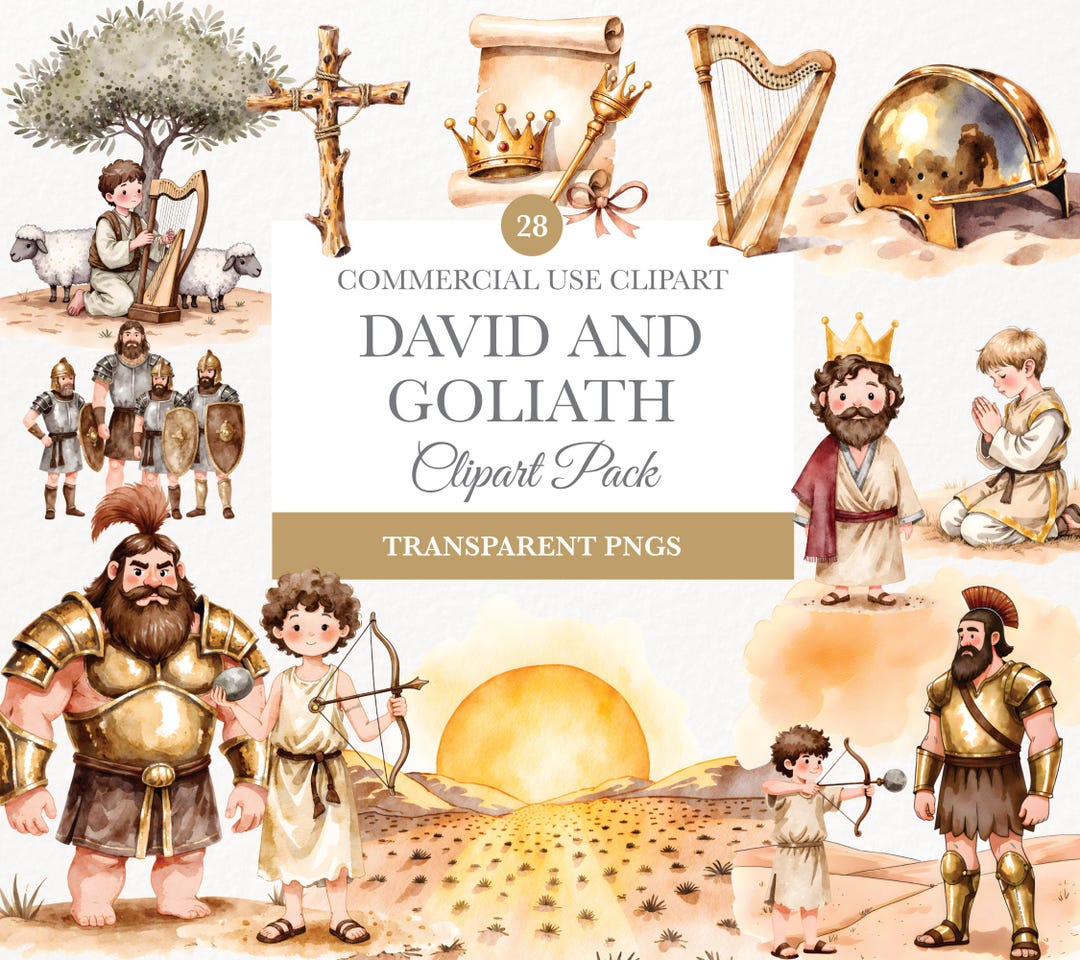 David and Goliath Clipart, Bible Stories Art, Christian Clipart for ...