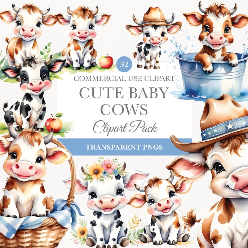 Cow Watercolor - Etsy