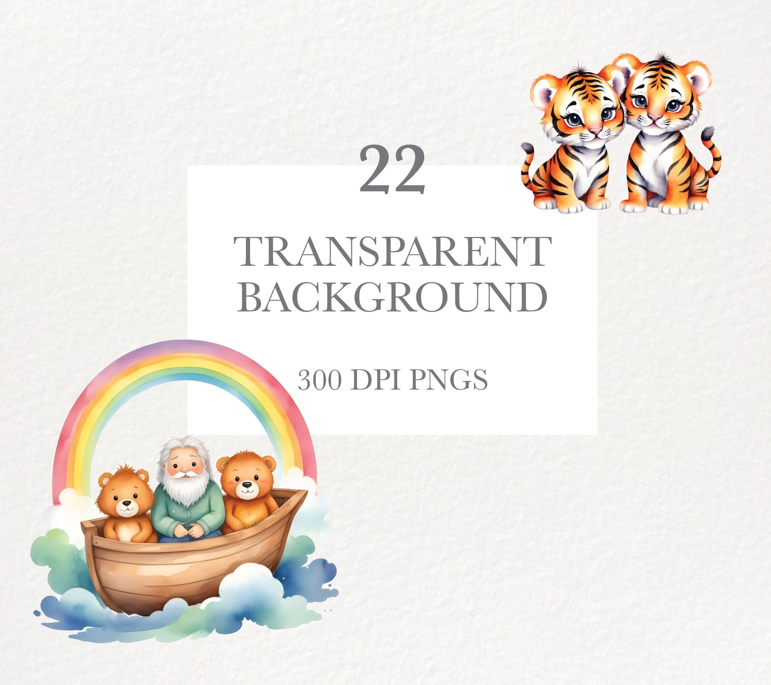 Noahs Ark Watercolor Bundle, Christian Clipart Bundle, Nursery Decor ...