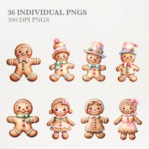Pastel Gingerbread Clipart, Colorful and Pastel, Adorable Cookies ...