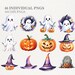Cute Halloween Watercolor Clipart Bundle, Witch Clipart, Black Cat ...