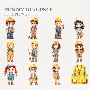 Construction Vehicle Clipart Kids' Watercolor, Bulldozer, Crane, Truck ...