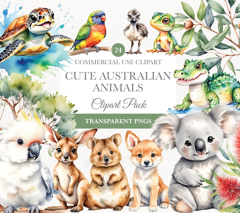 Australian Animals Clipart, Koala Clipart, Aussie Animals, Baby Shower ...