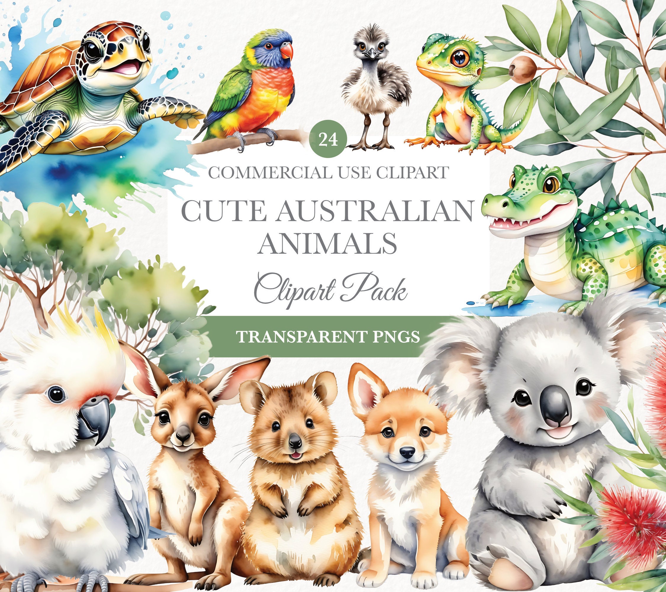 Australian Animals Clipart, Koala Clipart, Aussie Animals, Baby Shower ...