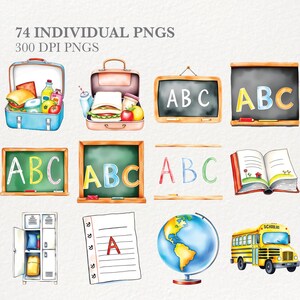 Cute School Supply Clipart, Back to School, Digital Download, Scrapbook ...
