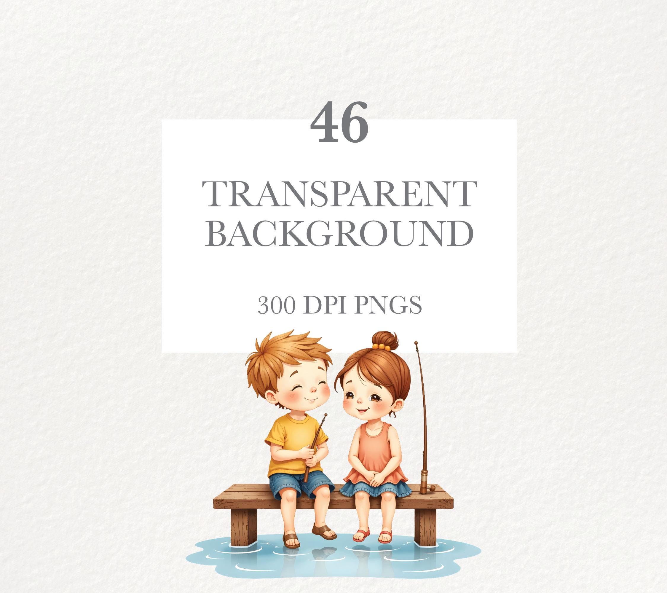 Little Fisherman Clipart, Watercolor Fishing Art, Cute Boy Fishing ...