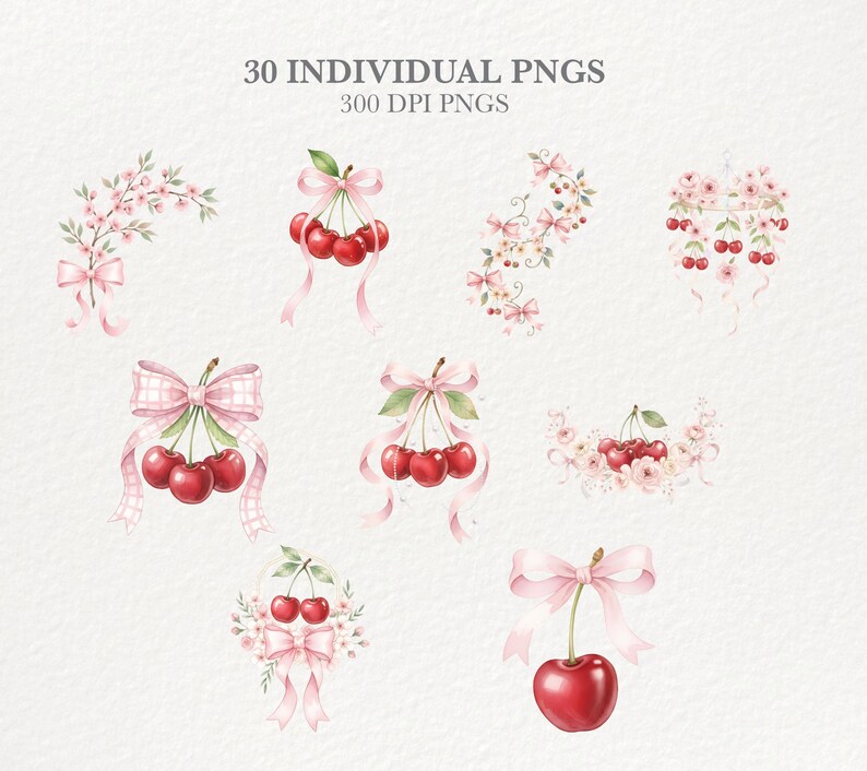 Cherry on Top Clipart, Cute Cherry Png, Fruit Clipart, Watercolor ...