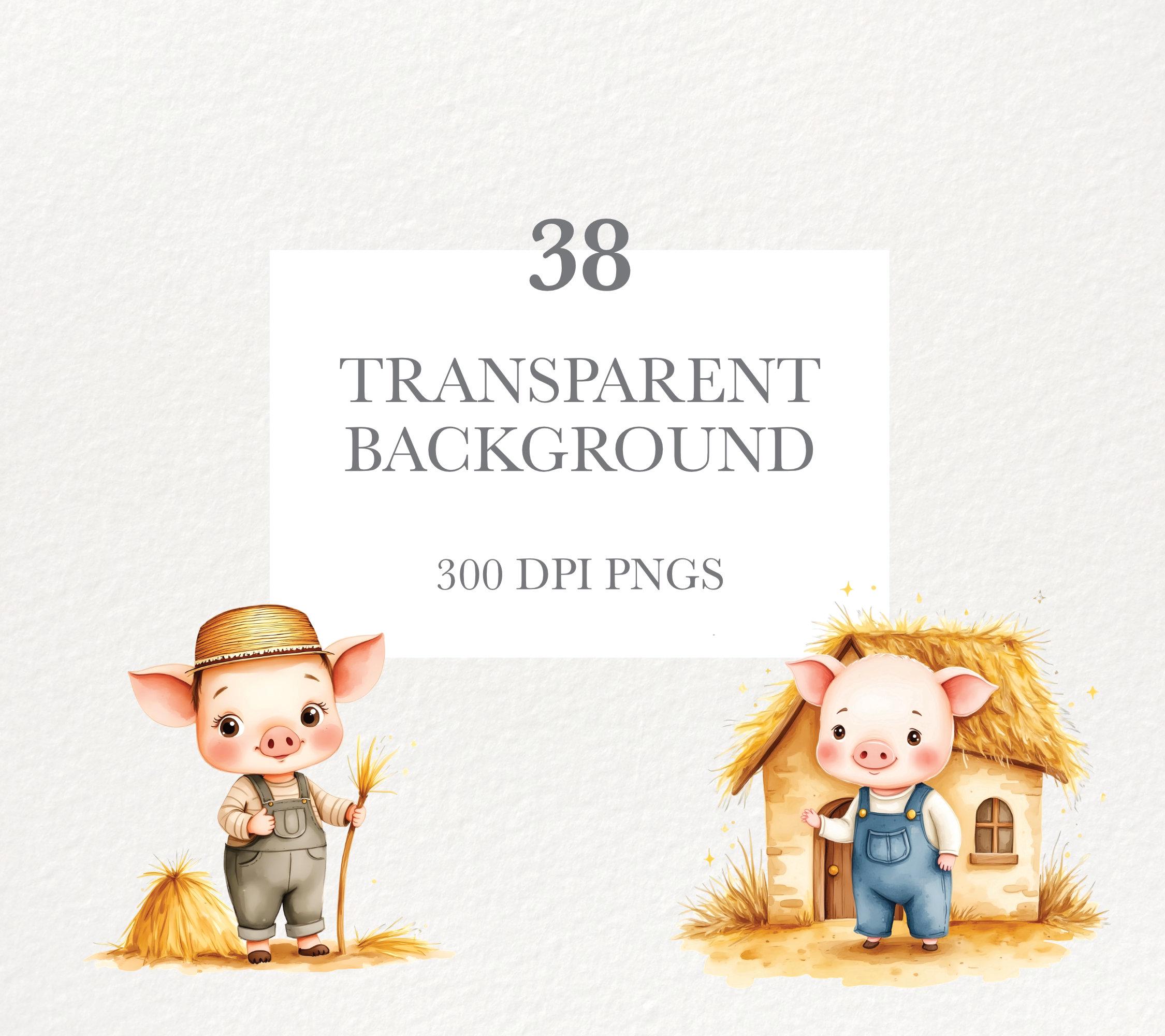 Three Little Pigs Clipart , Cute Piglet, Big Bad Wolf, Fairy Tale ...
