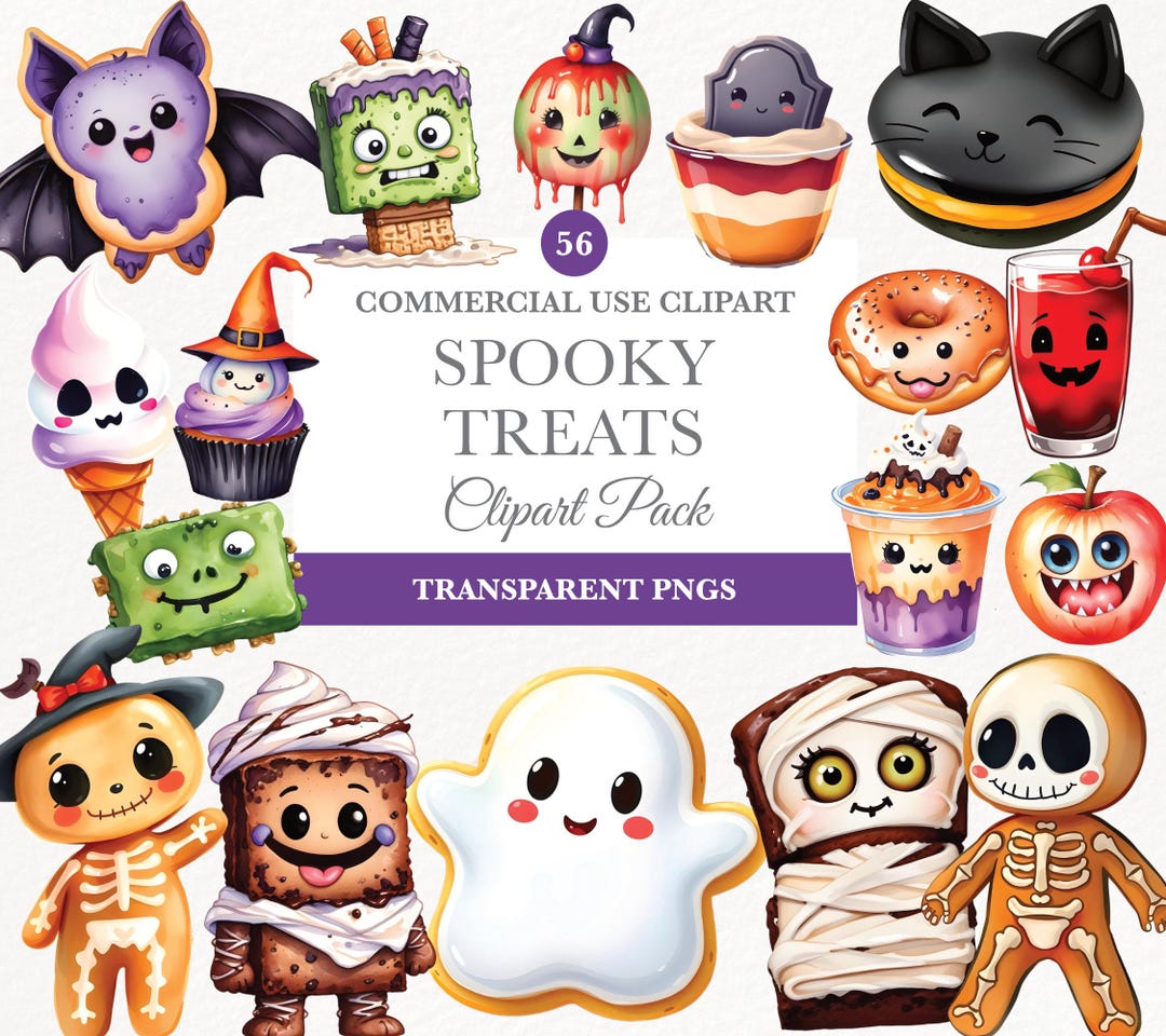 Halloween Sweets Clipart, Watercolor Halloween Clipart, Personal Use ...