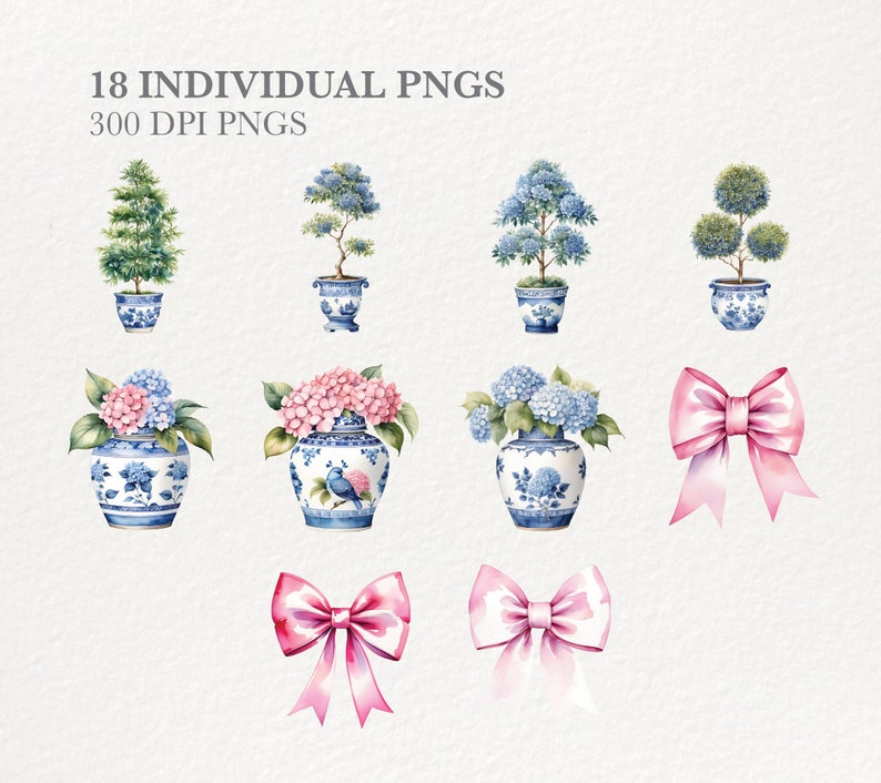 Chinoiserie Clipart, Printable Art, Chinoiserie Frames Watercolor ...