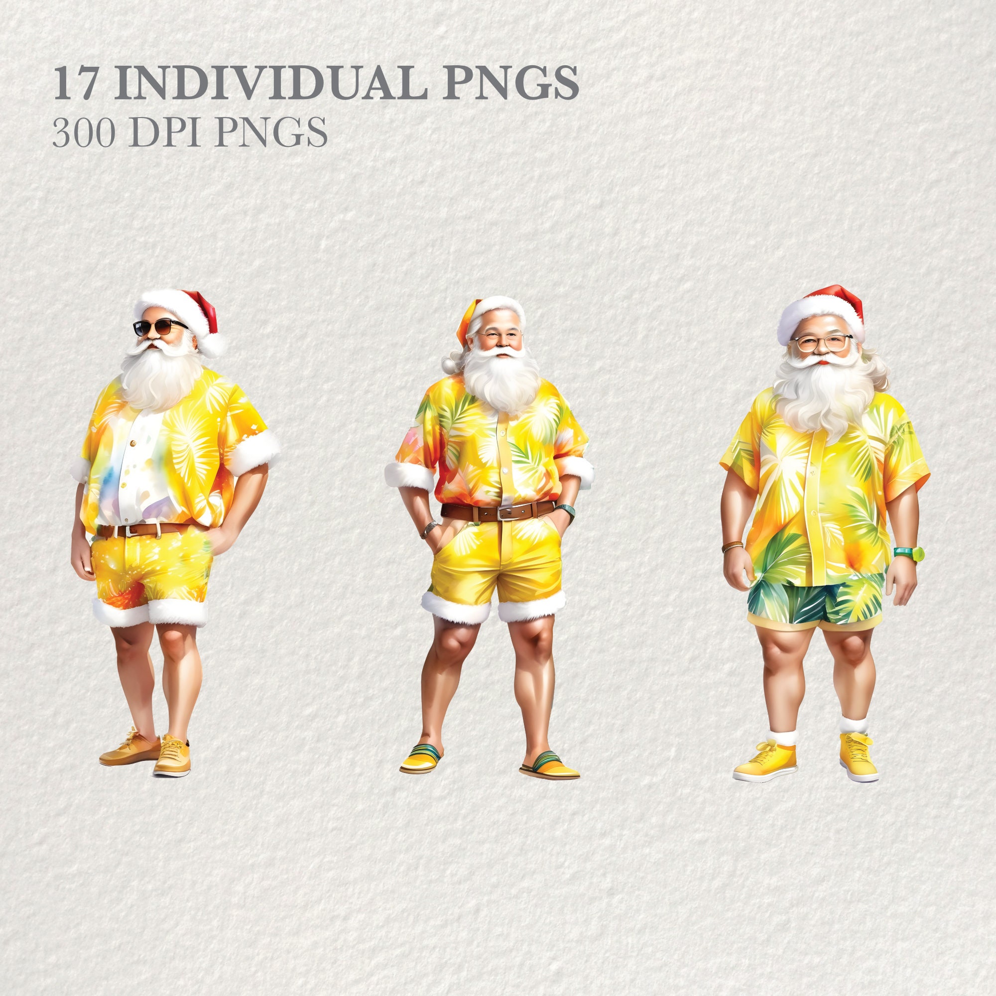 Tropical Santa Clipart Clipart for Commercial Use - Etsy