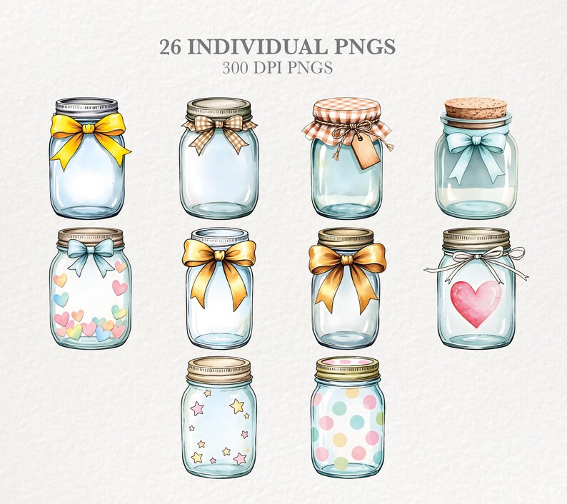 Empty Jar Clipart, Clear Glass Jars PNG, Digital Download for Card ...