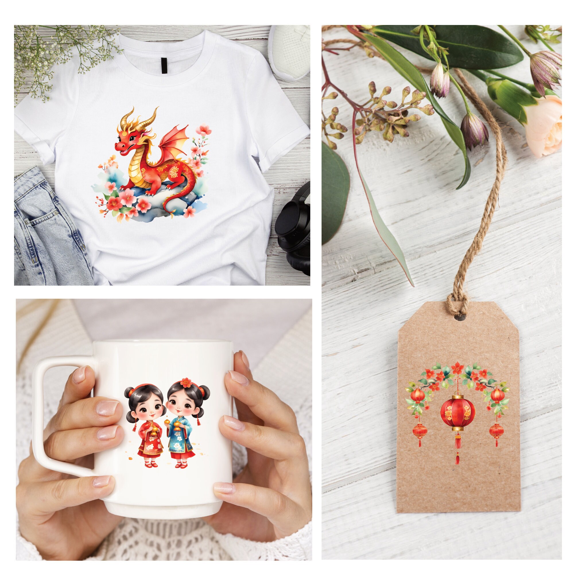 Chinese New Year Watercolor Clipart, Commercial Use, Chinese New Year ...