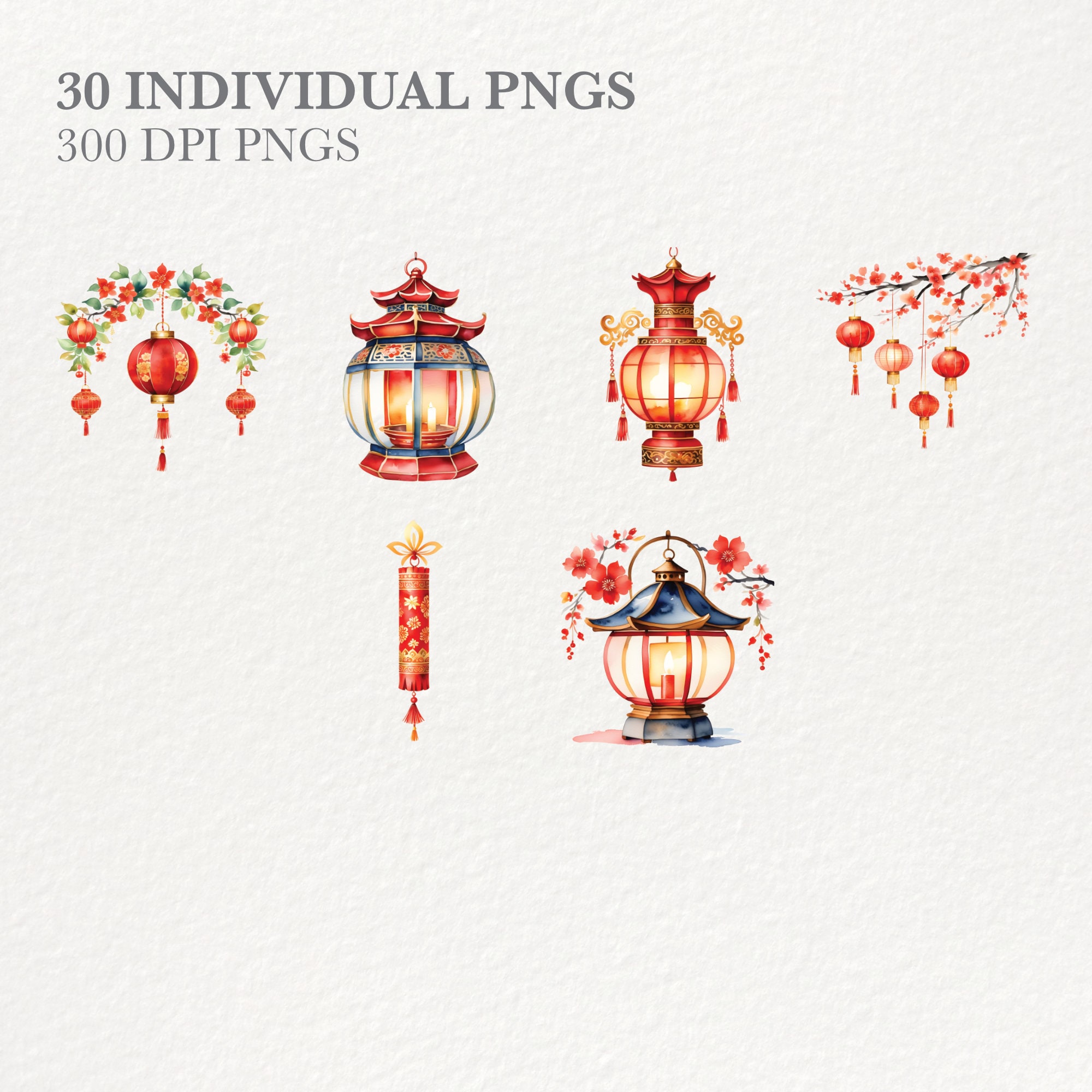 Chinese New Year Watercolor Clipart, Commercial Use, Chinese New Year ...