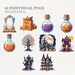 Cute Halloween Watercolor Clipart Bundle, Witch Clipart, Black Cat ...