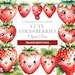 Kawaii Strawberry Clipart, Cute Fruit PNG, Commercial Use (digital ...