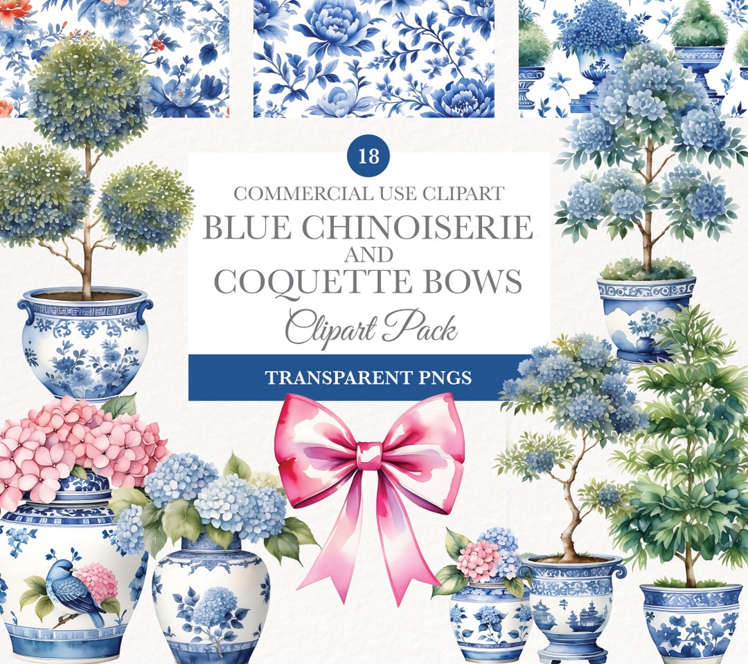 Chinoiserie Clipart, Printable Art, Chinoiserie Frames Watercolor ...