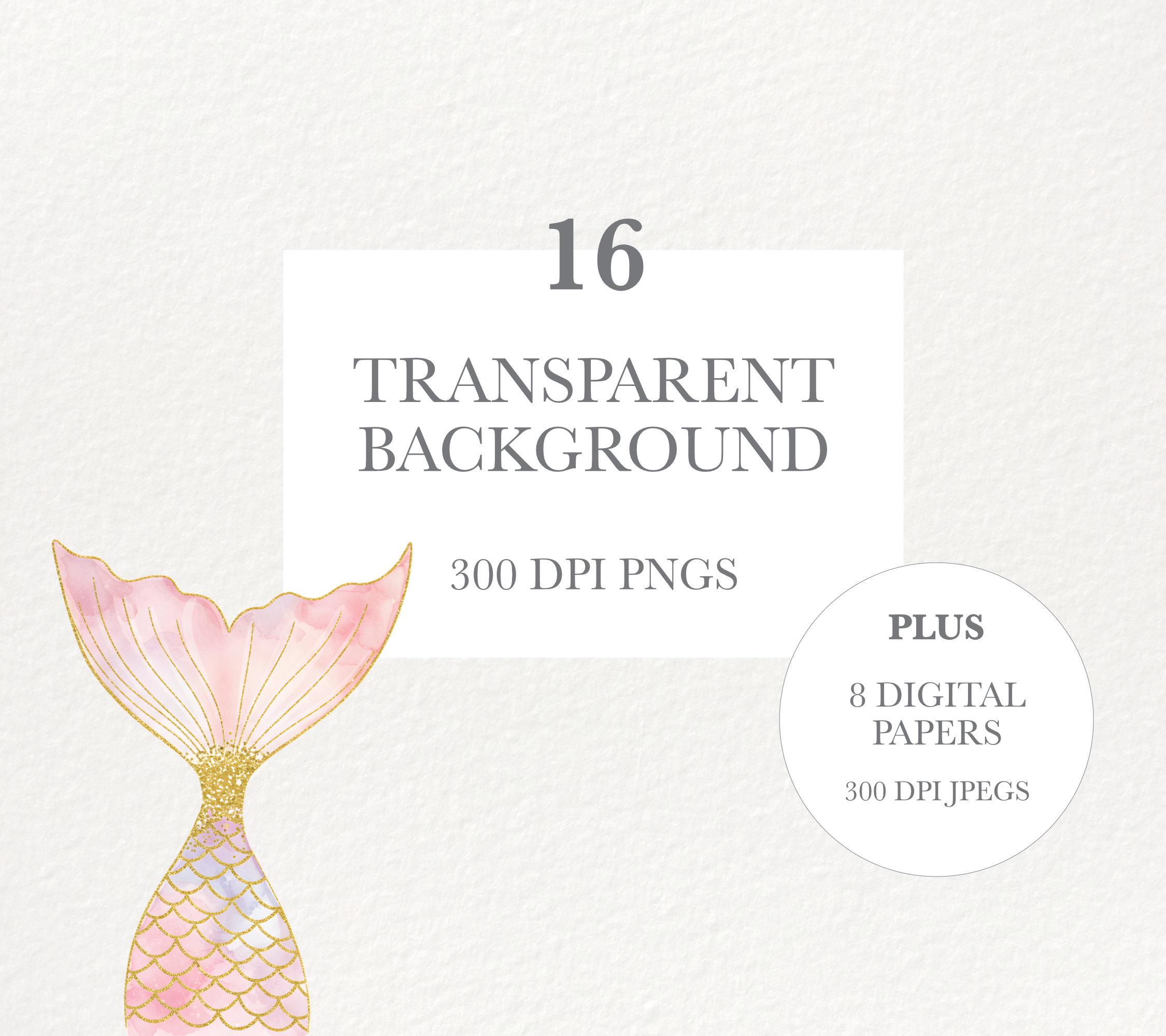 Watercolor Mermaid Tail Clipart, Underwater Clipart for Baby Showers ...