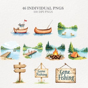 Little Fisherman Clipart, Watercolor Fishing Art, Cute Boy Fishing ...