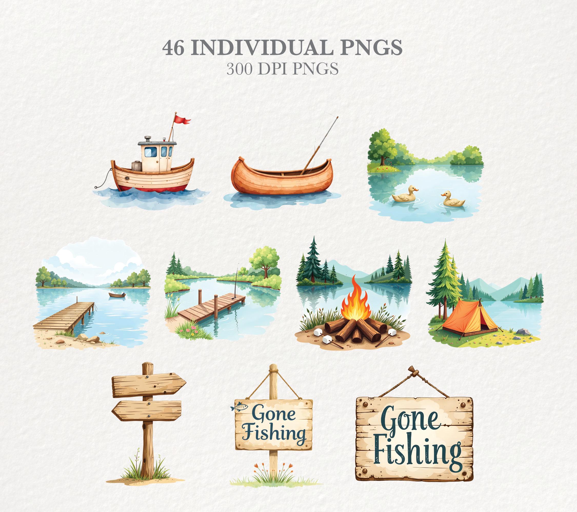 Little Fisherman Clipart, Watercolor Fishing Art, Cute Boy Fishing ...