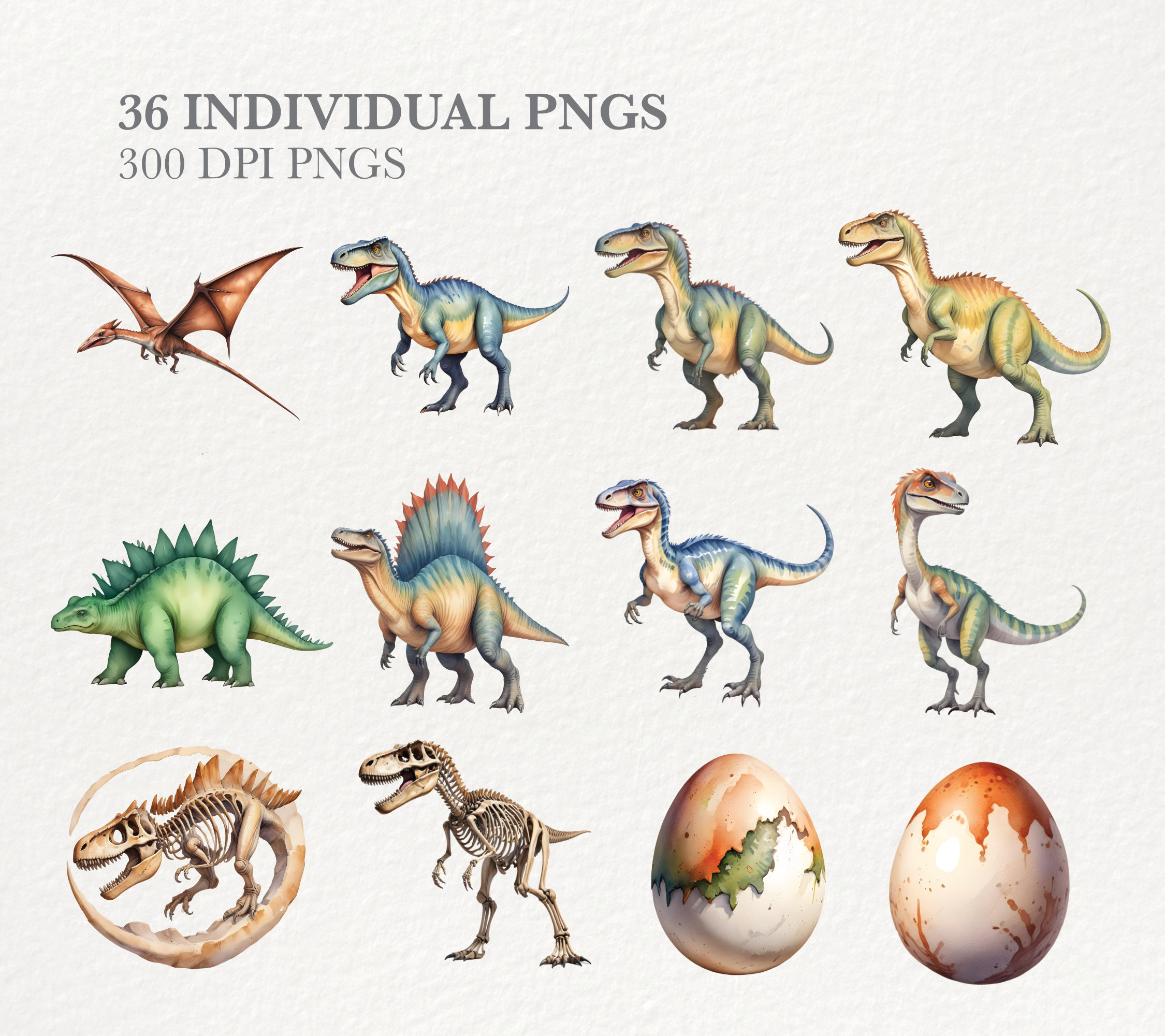 Dino Clipart Watercolor, Commercial Use, Kids Birthday Party, Dino ...