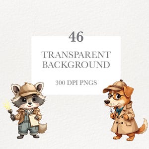 Watercolor Clipart Detective, Cute Detective Art, Secret Agent Clipart ...