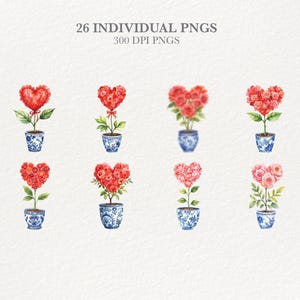 Grandmillennial Valentine Clipart, Vintage Floral Chinoiserie, Digital ...