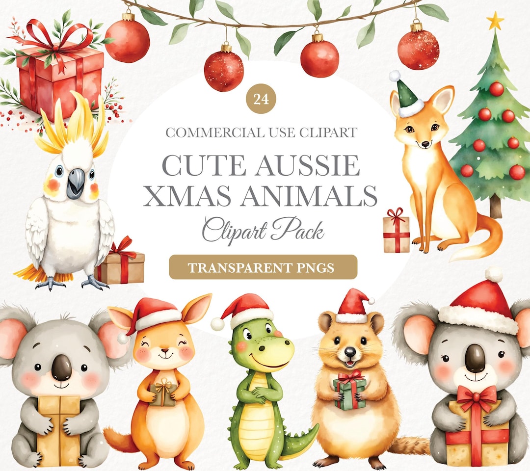 Australian Christmas Clipart, Commercial Use, Watercolor Clipart ...