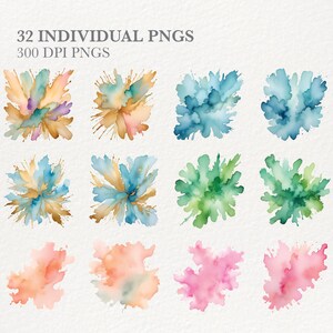 Watercolor Splatter Clipart, Abstract Background, Splashes Neutral ...