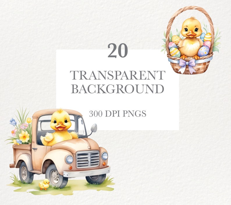 Watercolor Easter Duckling Clipart, Instant Download, Sublimation Png ...