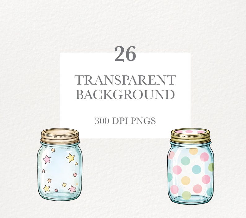 Empty Jar Clipart, Clear Glass Jars PNG, Digital Download for Card ...