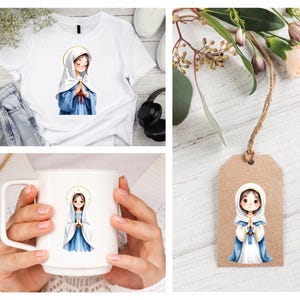 Cute Virgin Mary PNG, Adorable Virgin Mary Graphics, Digital Download ...