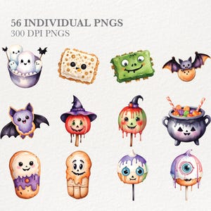 Halloween Sweets Clipart, Watercolor Halloween Clipart, Personal Use ...