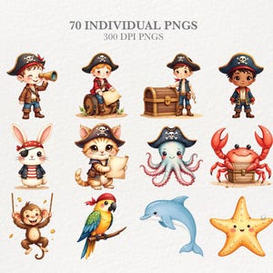 Treasure Island Clipart, Cute Pirate Art, Printable Graphics, Digital ...