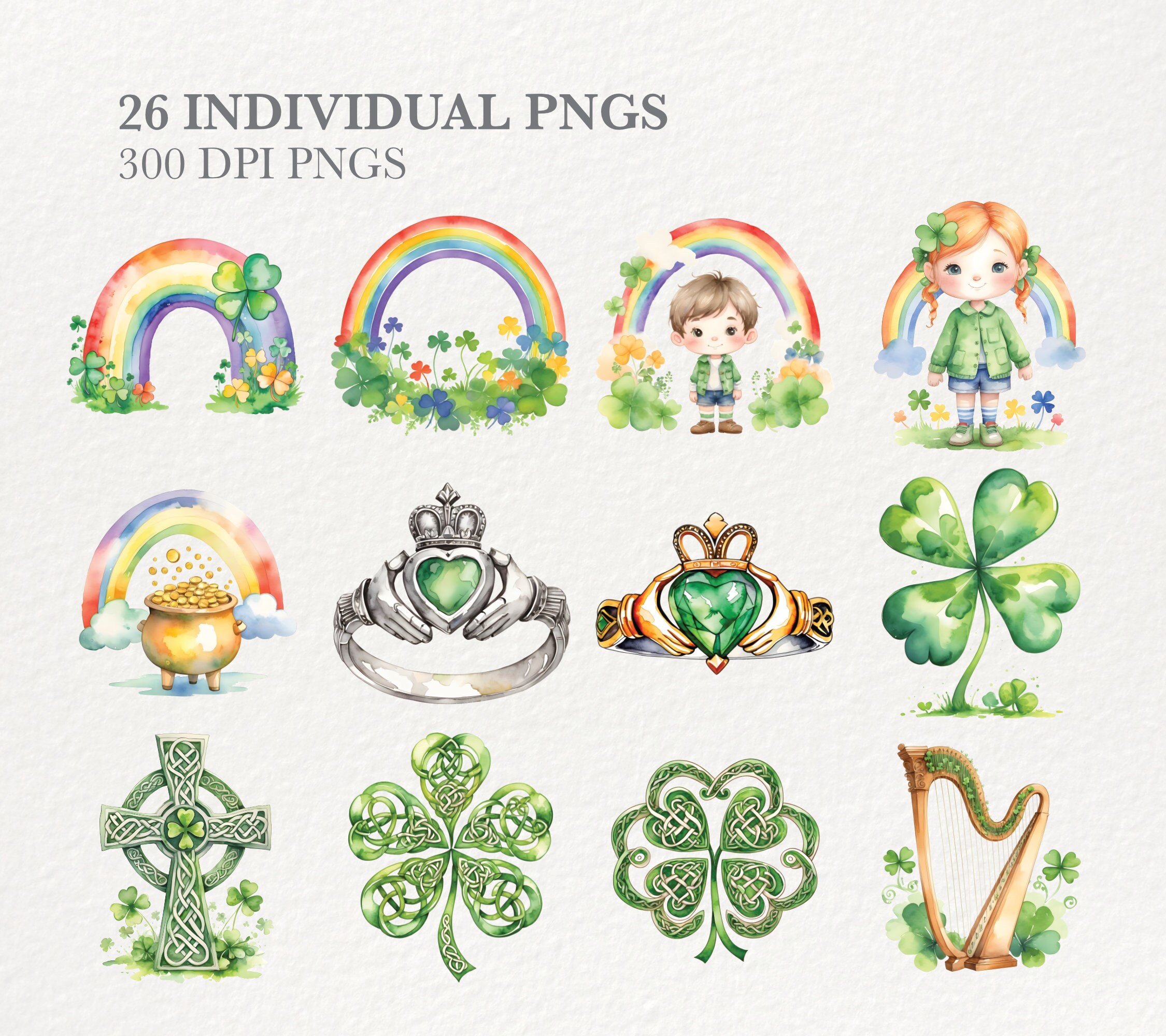 Cute St Patricks Day Clipart, Commercial Use, Lucky Png, Rainbow St ...