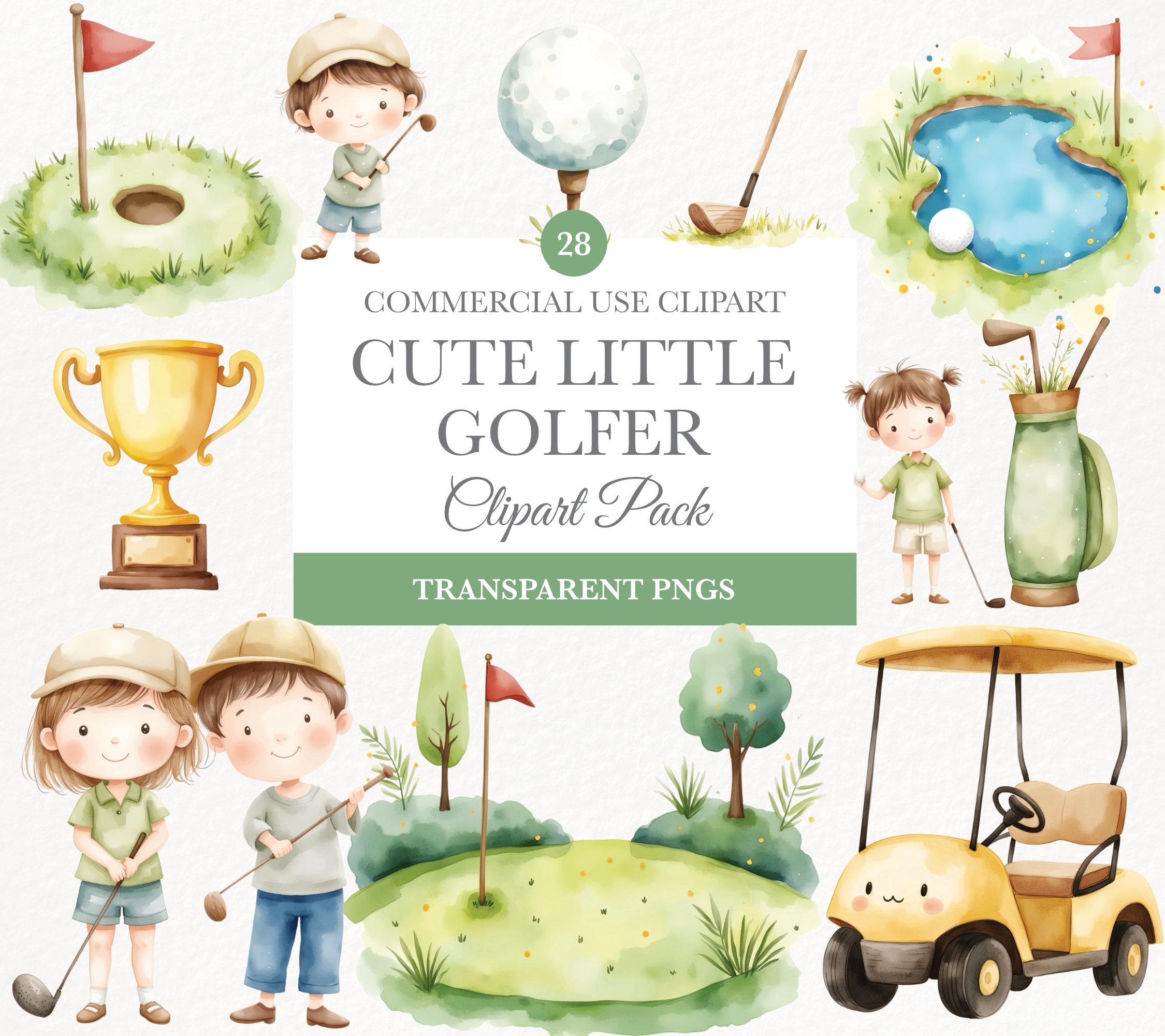 Cute Golf Watercolor Clipart, Watercolor Golf Clipart, Instant Download ...