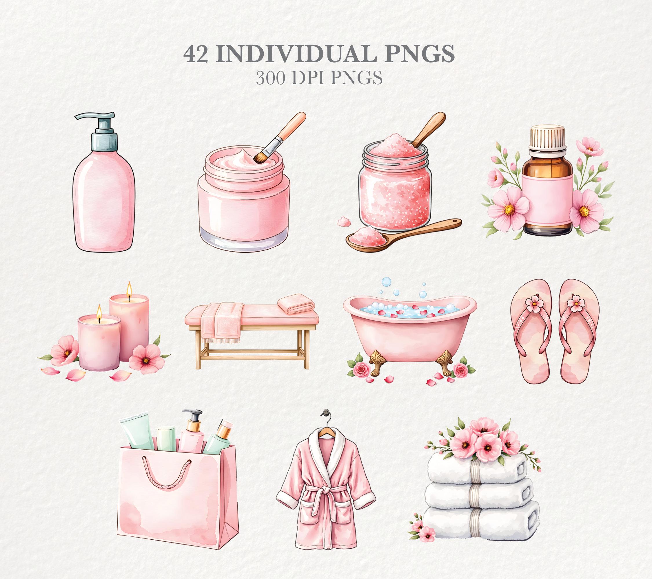 Spa Party Clipart, Watercolor Girls Clipart, Pamper Party PNG, Self ...