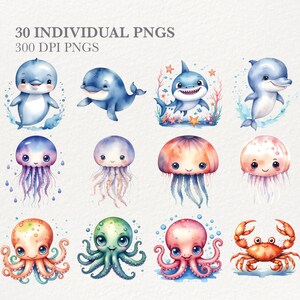 Under the Sea Watercolor Clipart, Transparent Pngs, Baby Shower, Sea ...