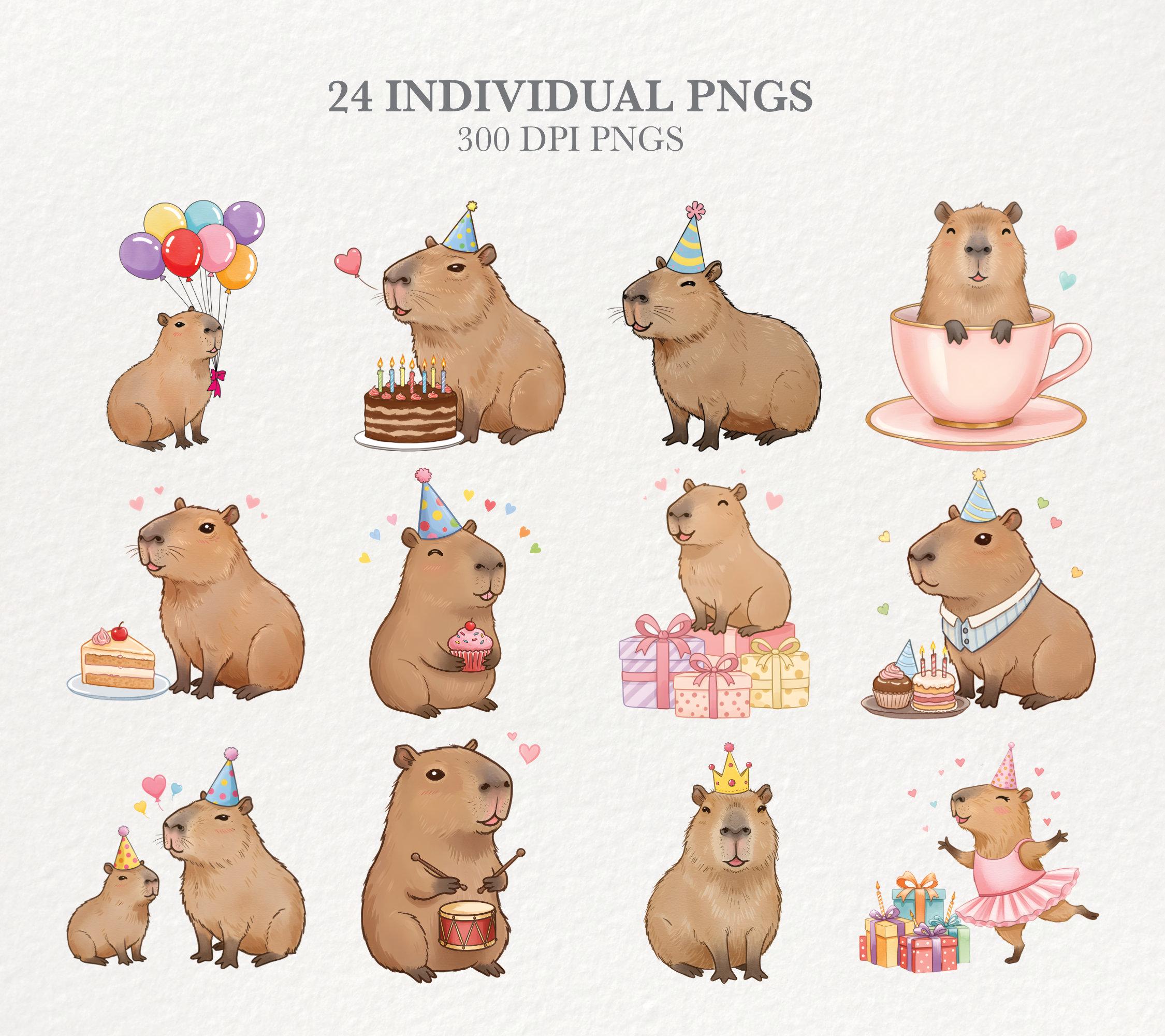 Cliparts Capibara PNG, Cute Kawaii Capybara Clipart, Digital Download ...